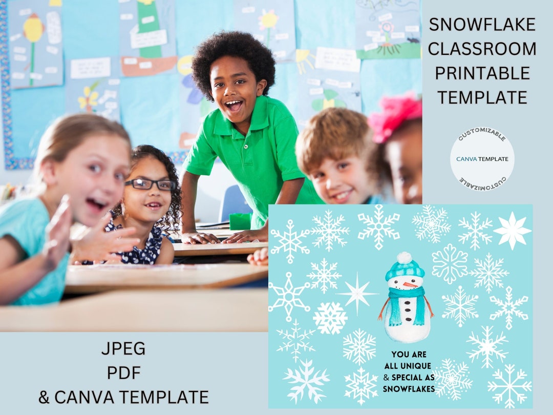 Snowflake Classroom Printable Winter Classroom Printable Snowman and ...