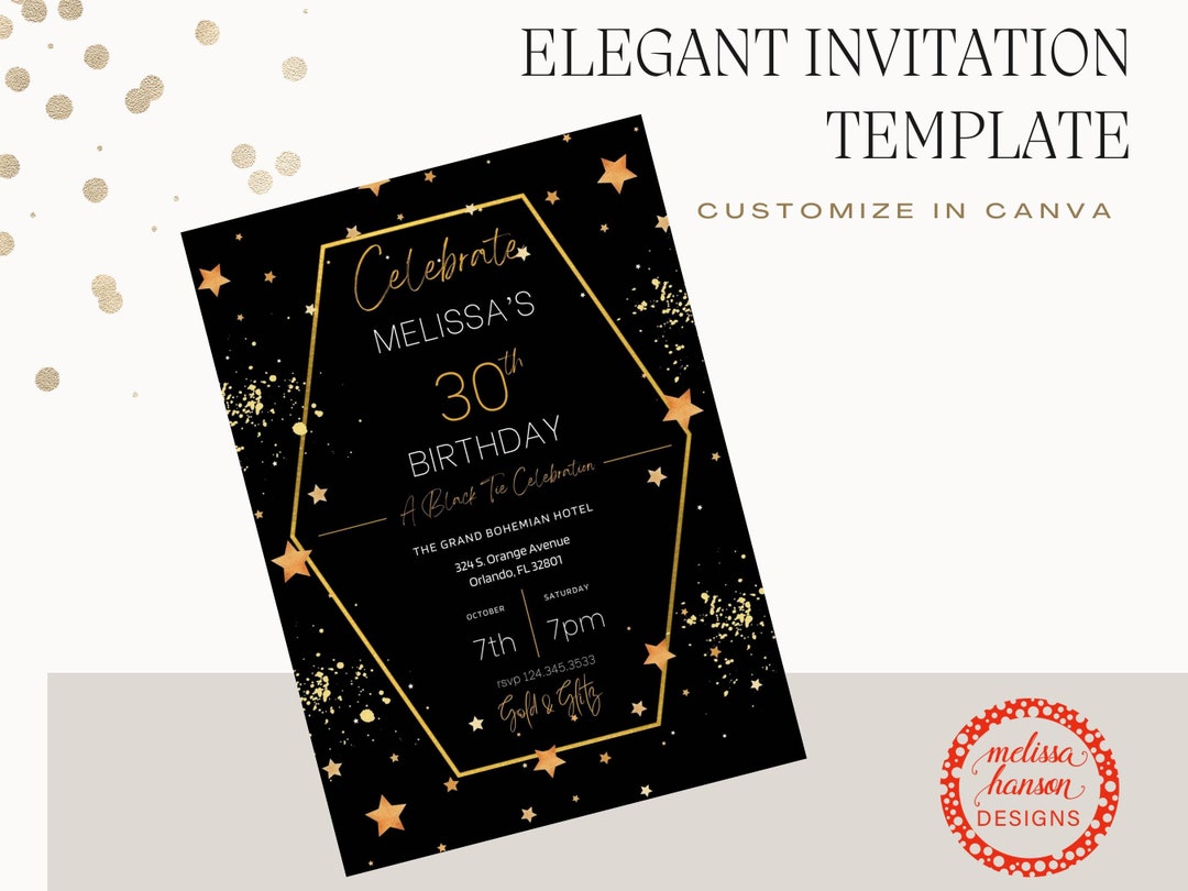 Elegant Invitation Template | Black & Gold Invitation Template | Formal ...