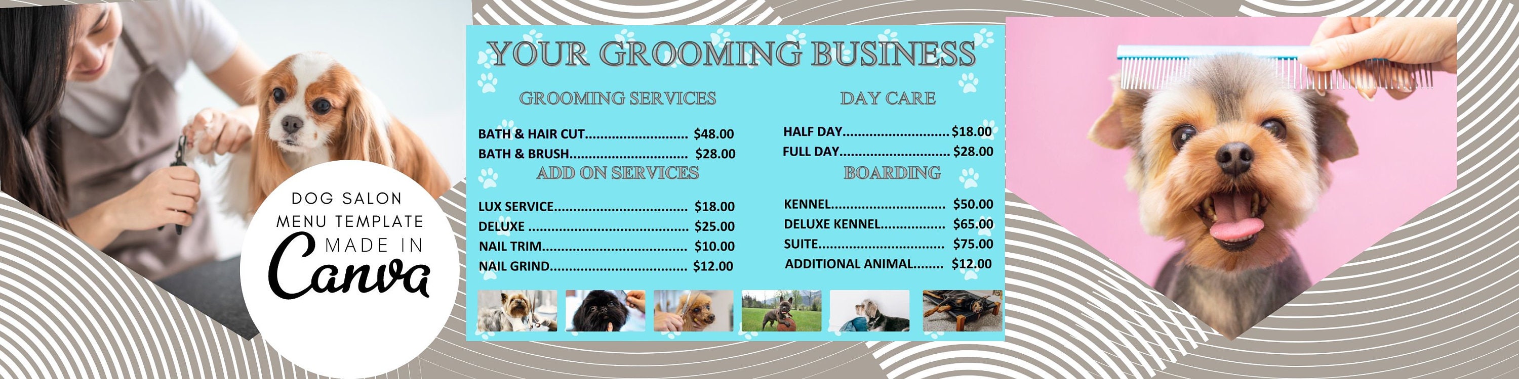 Dog Grooming Menu Template: TV Digital Menu (canva & PDF) - Etsy