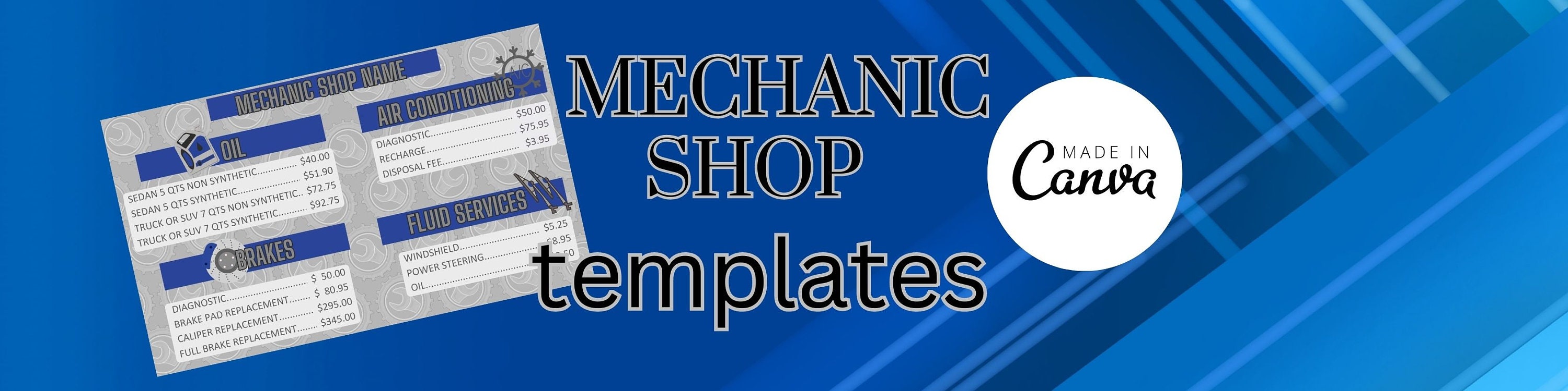 Mechanic Shop Template | Canva Mechanic Service Menu Template for TV ...