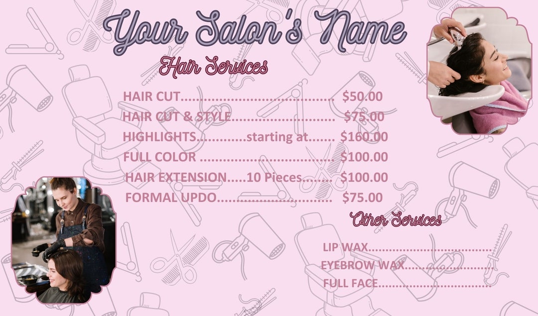 Salon Services Template Editable in Canva Beauty Salon Service Template ...