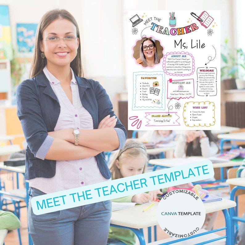 Meet the Teacher, Teacher Template, Back to School Flyer, Teacher ...