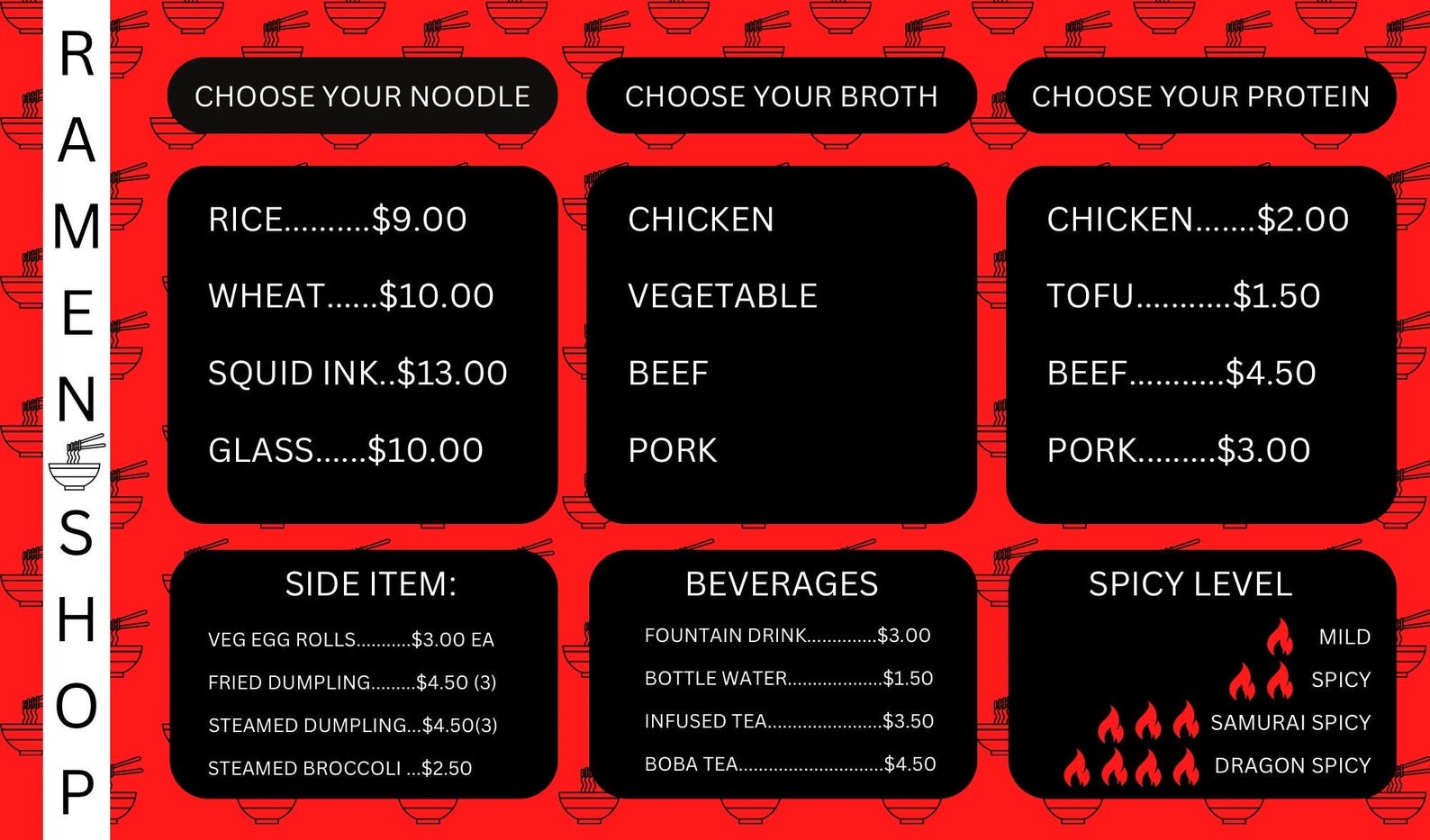 Ramen Shop Menu Template: Digital TV Menu, Editable Canva Design - Etsy