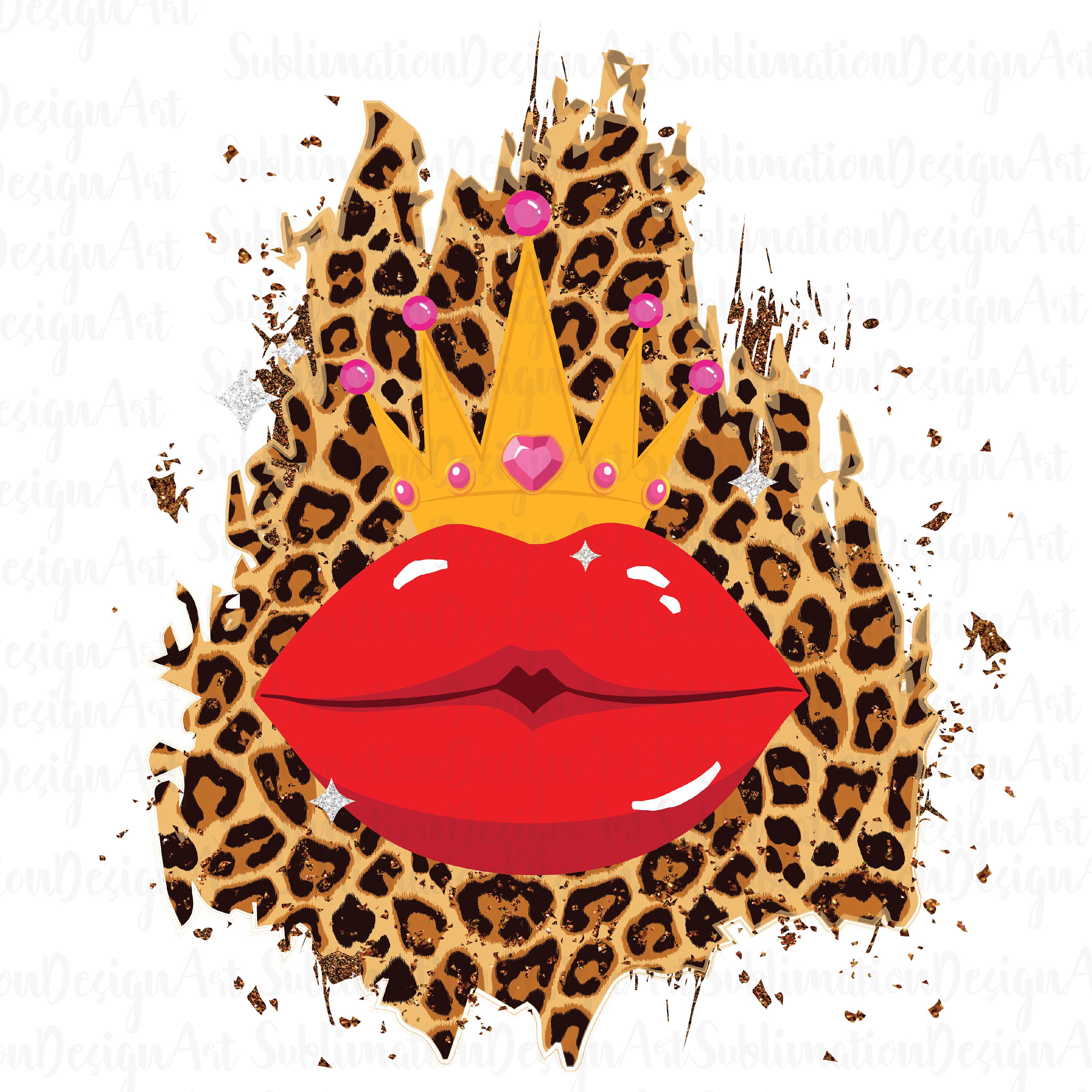 Red Lips Crown Sublimation Digital Design Queen Clipart | Etsy