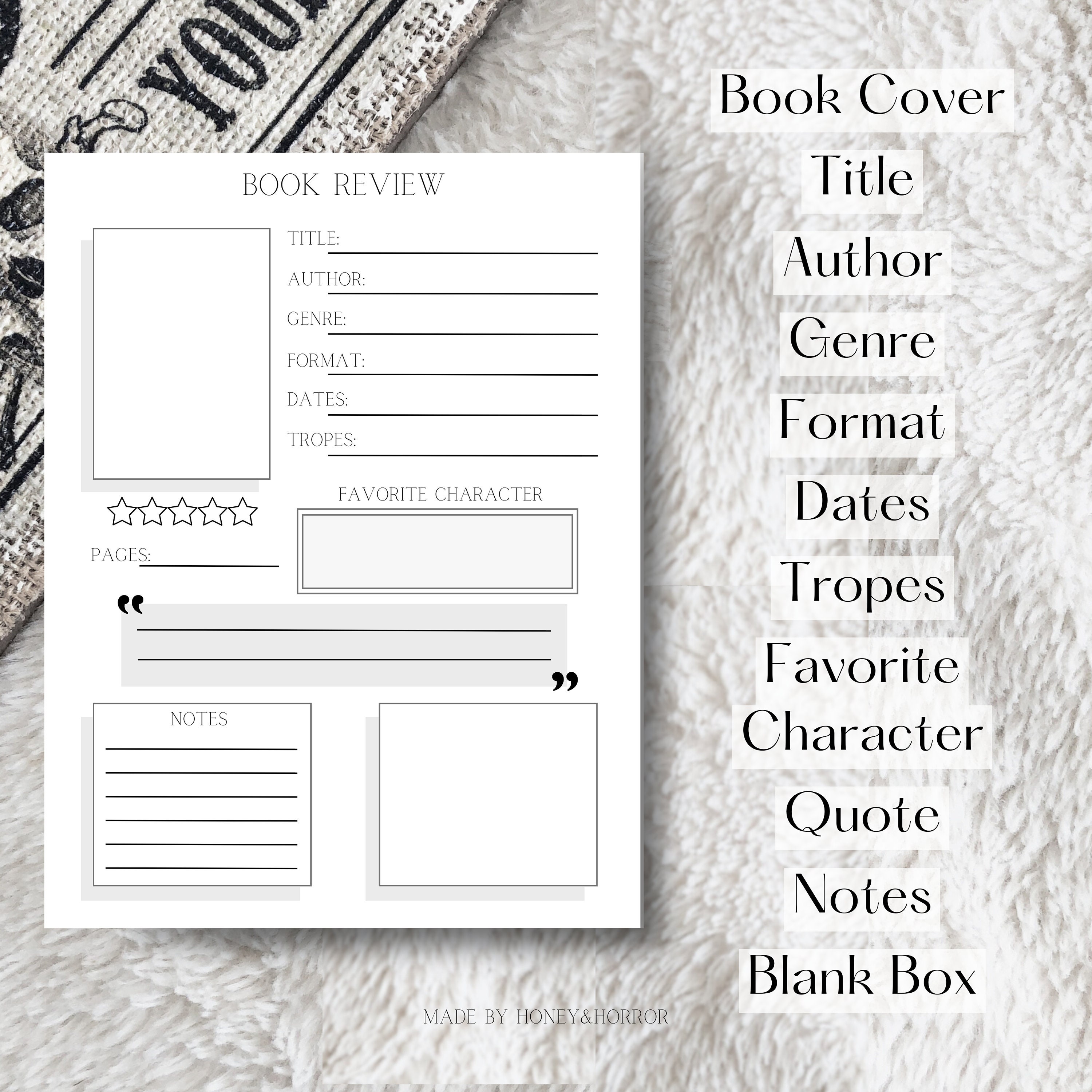 Digital Book Review | Reading Planner Journal Page | Goodnotes ...