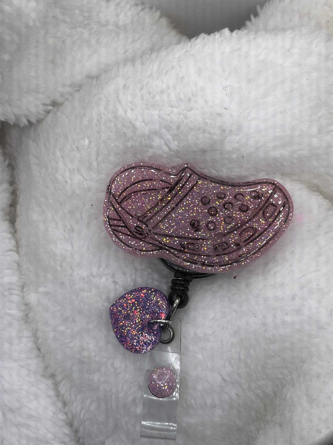 Glitter Custom Badge Reels Croc Badge Reel Glitter & Beads Badge Reel ...