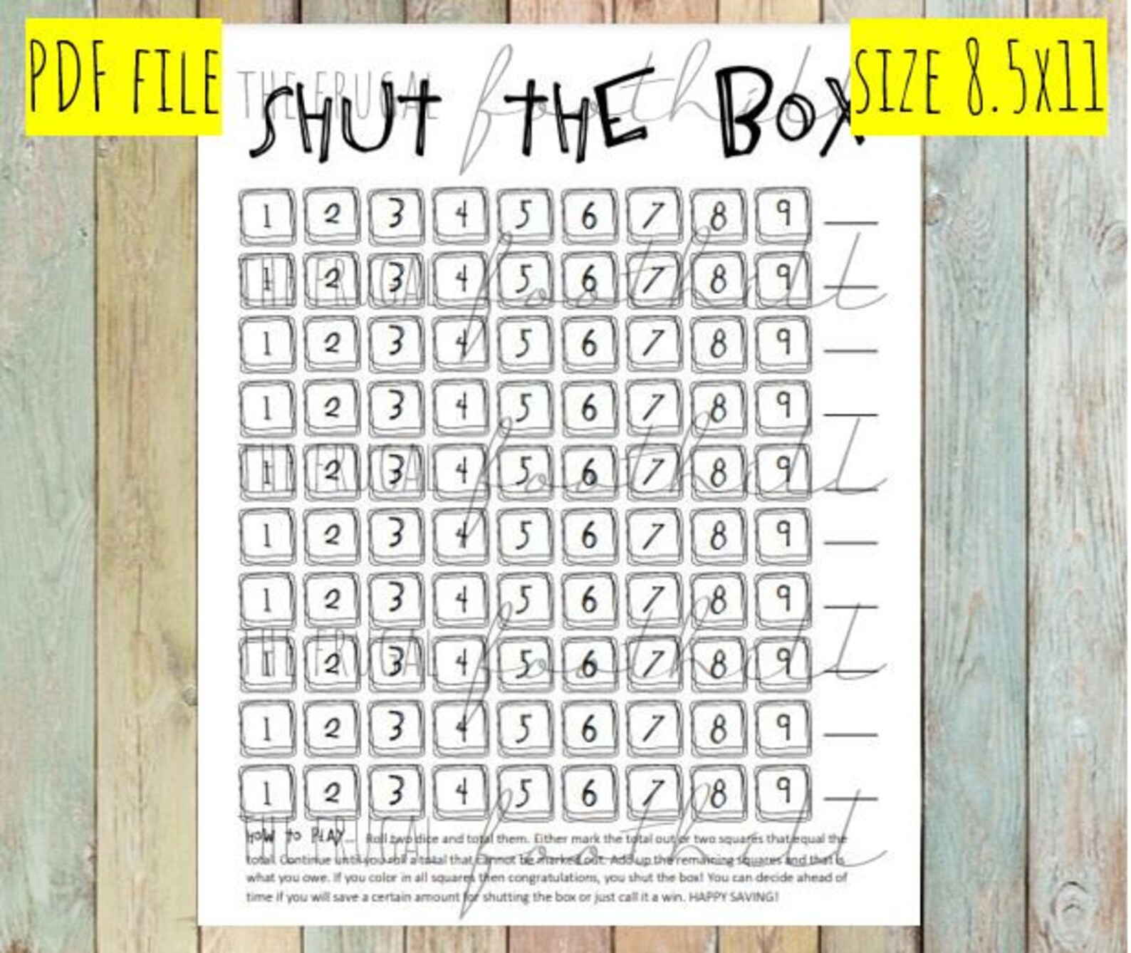 Shut the Box Savings Game || Savings Challenge || Cash Stuffing - Back ...