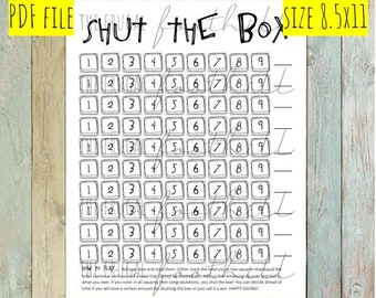 Shut the Box Savings Challenge Game A6 Cash Stuffing Printable Dice ...