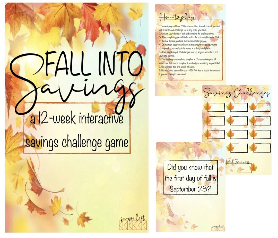 Fall Into Savings || 12 Week Interactive Savings Challenge || Goodnotes ...