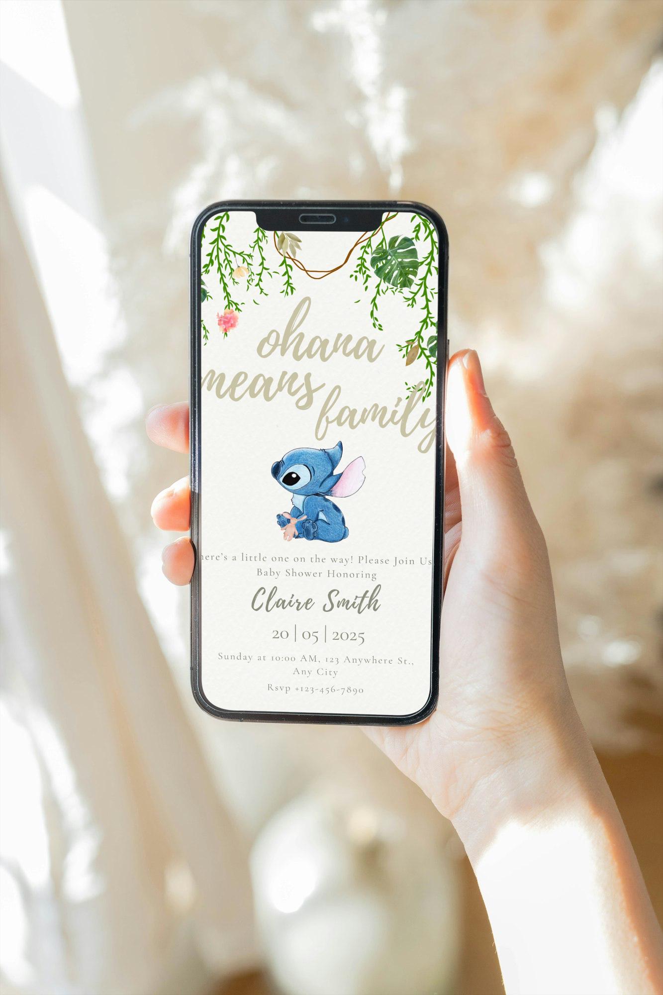 Stitch Baby Shower Invitation, Editable Invitation Template, Digital ...