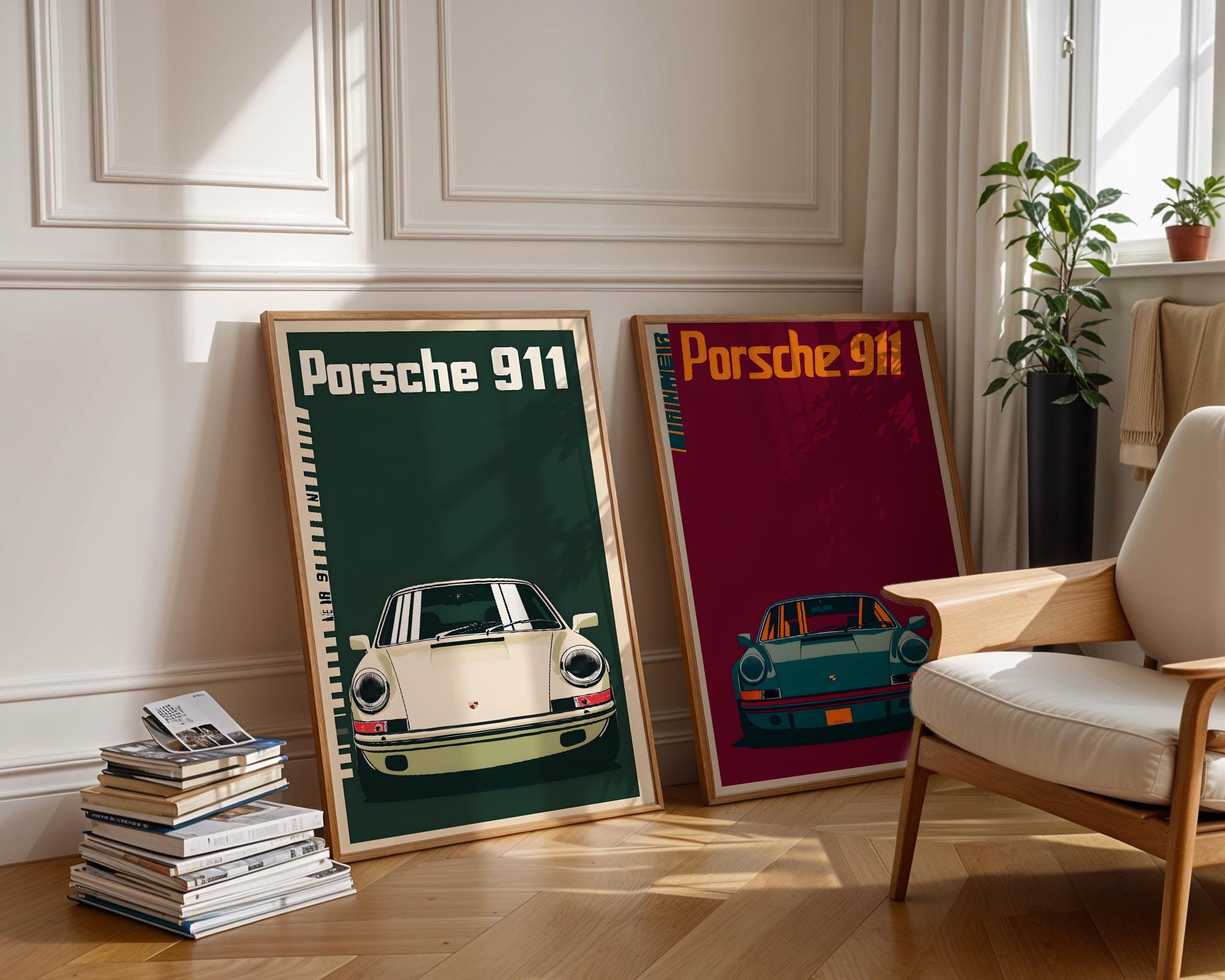 Vintage Porsche 911 Posters - Set of 4 Classic Retro Californian 1970s ...