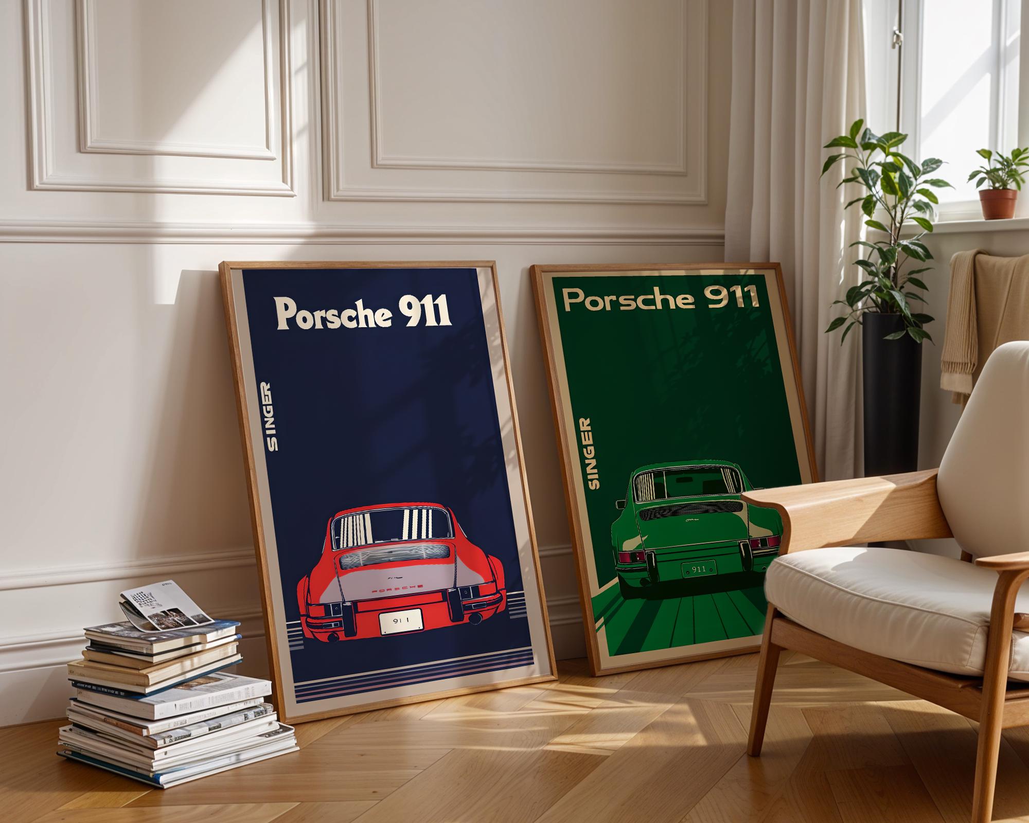 Vintage Porsche 911 Posters - Set of 4 Classic Retro Californian 1970s ...