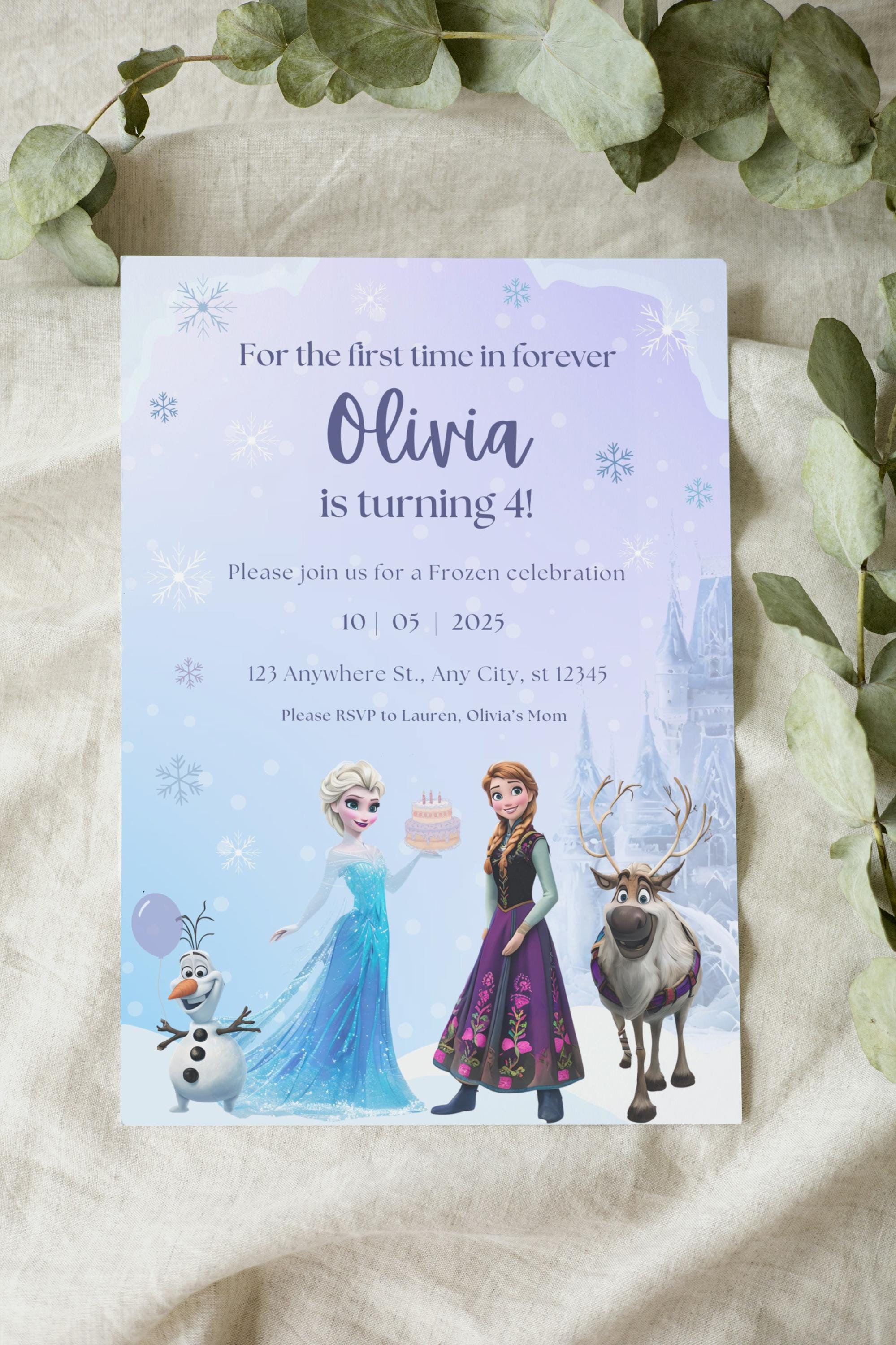 Frozen Birthday Invitation, Canva Editable Template, Frozen Party, Elsa ...