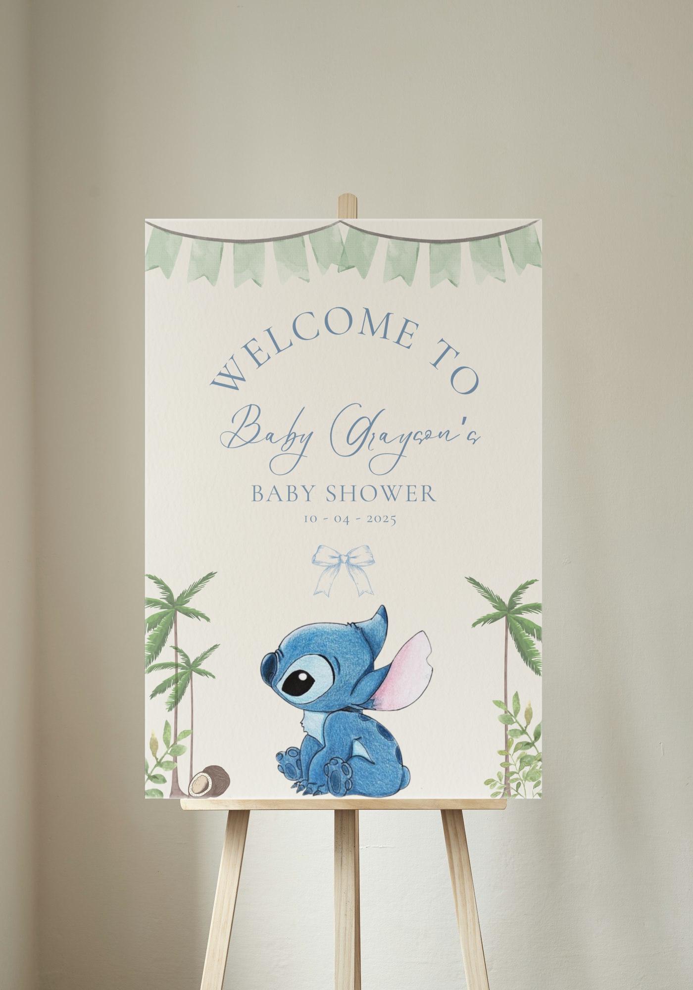 Stitch Baby Shower Welcome Sign, Editable Welcome Sign, Welcome Sign ...