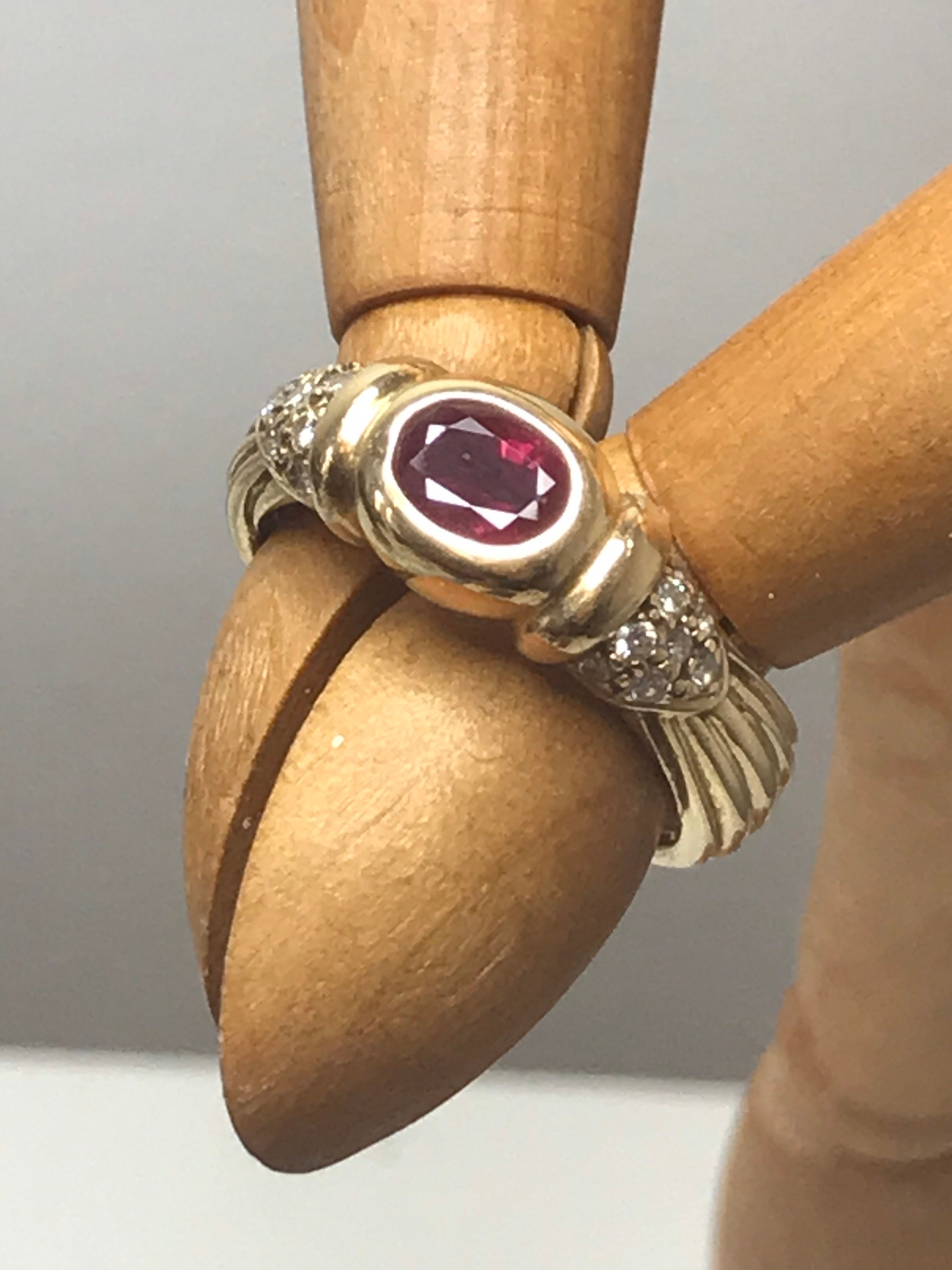 18ct diamante y rubí oro vintage real tamaño rubí genuino R | Etsy