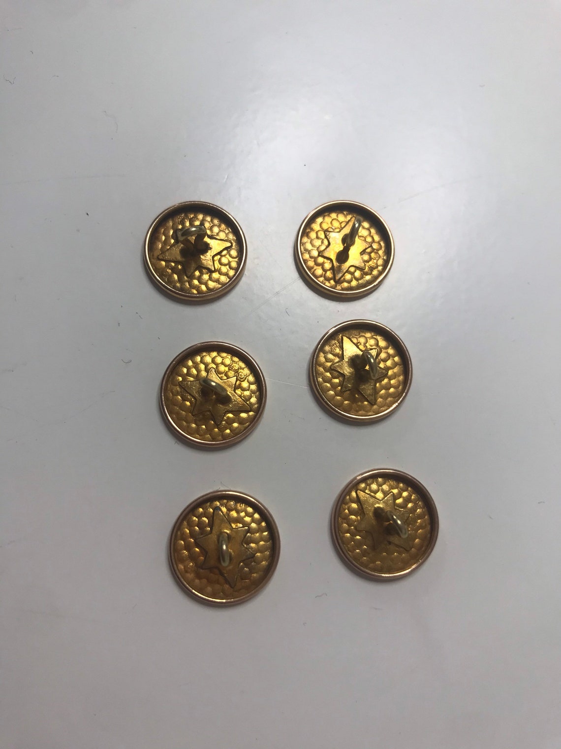 9ct Vintage 6 Antique Solid Gold Button Collection Brass Blazer Buttons ...