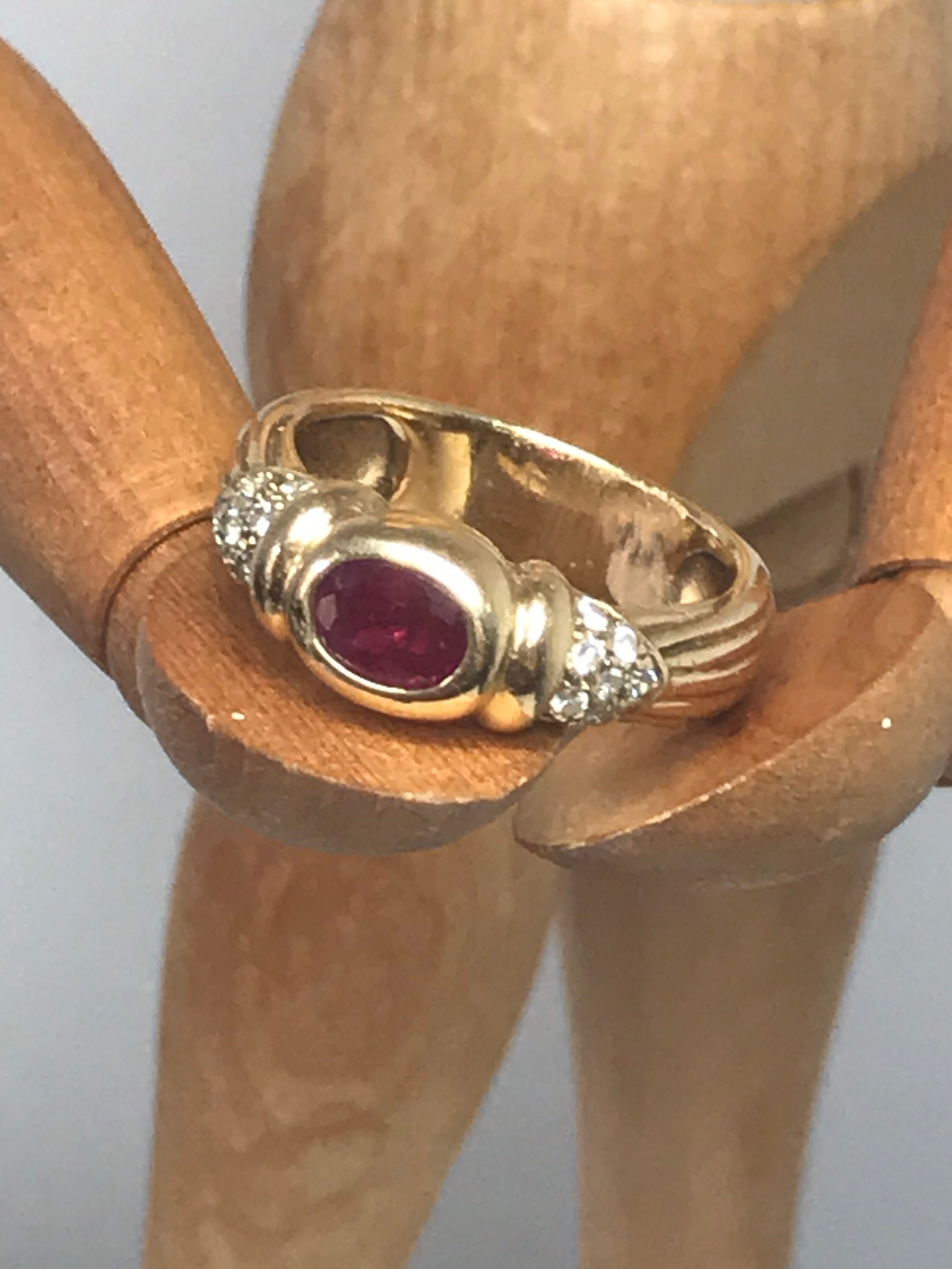 18ct diamante y rubí oro vintage real tamaño rubí genuino R | Etsy