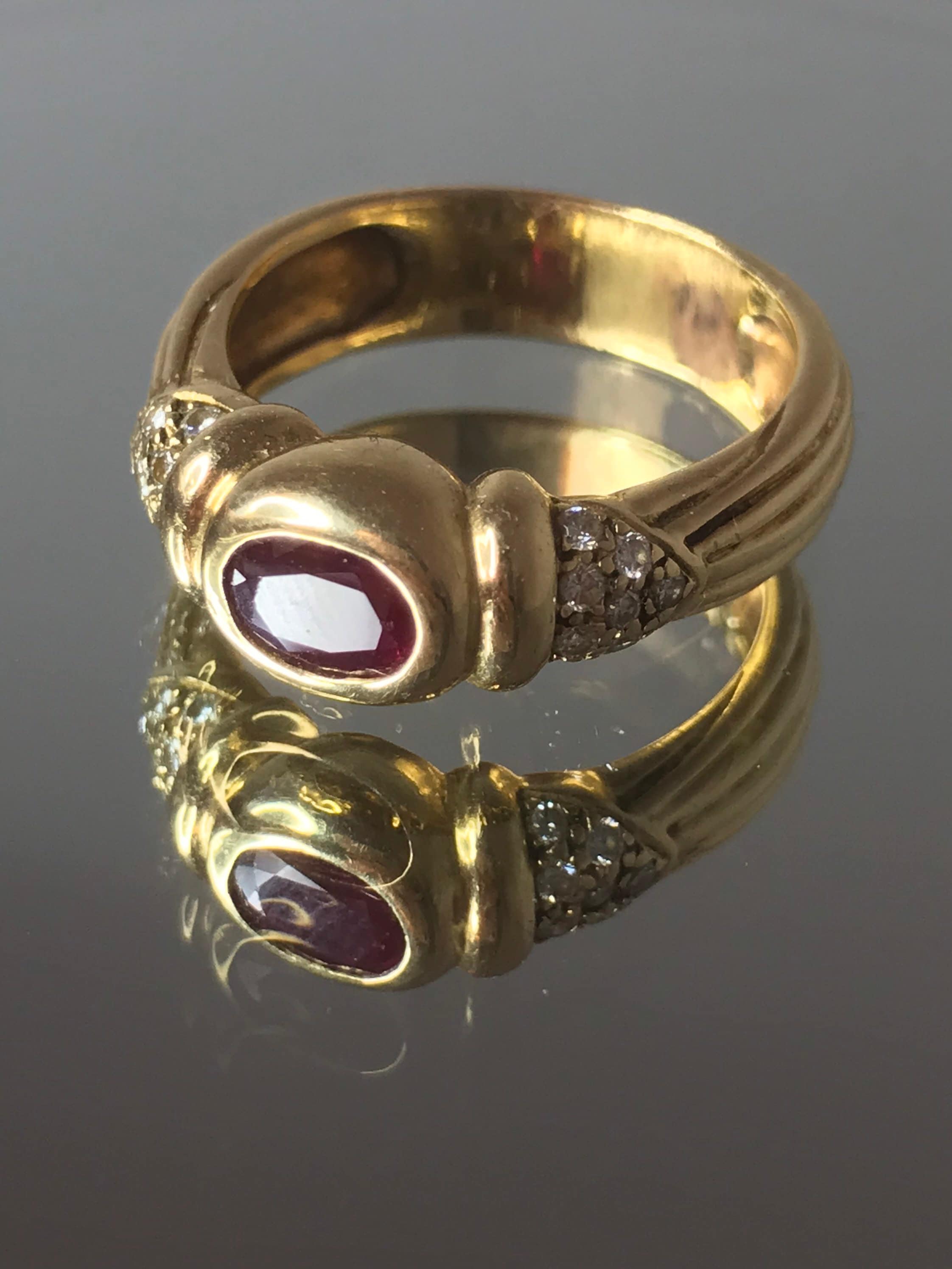 18ct diamante y rubí oro vintage real tamaño rubí genuino R | Etsy