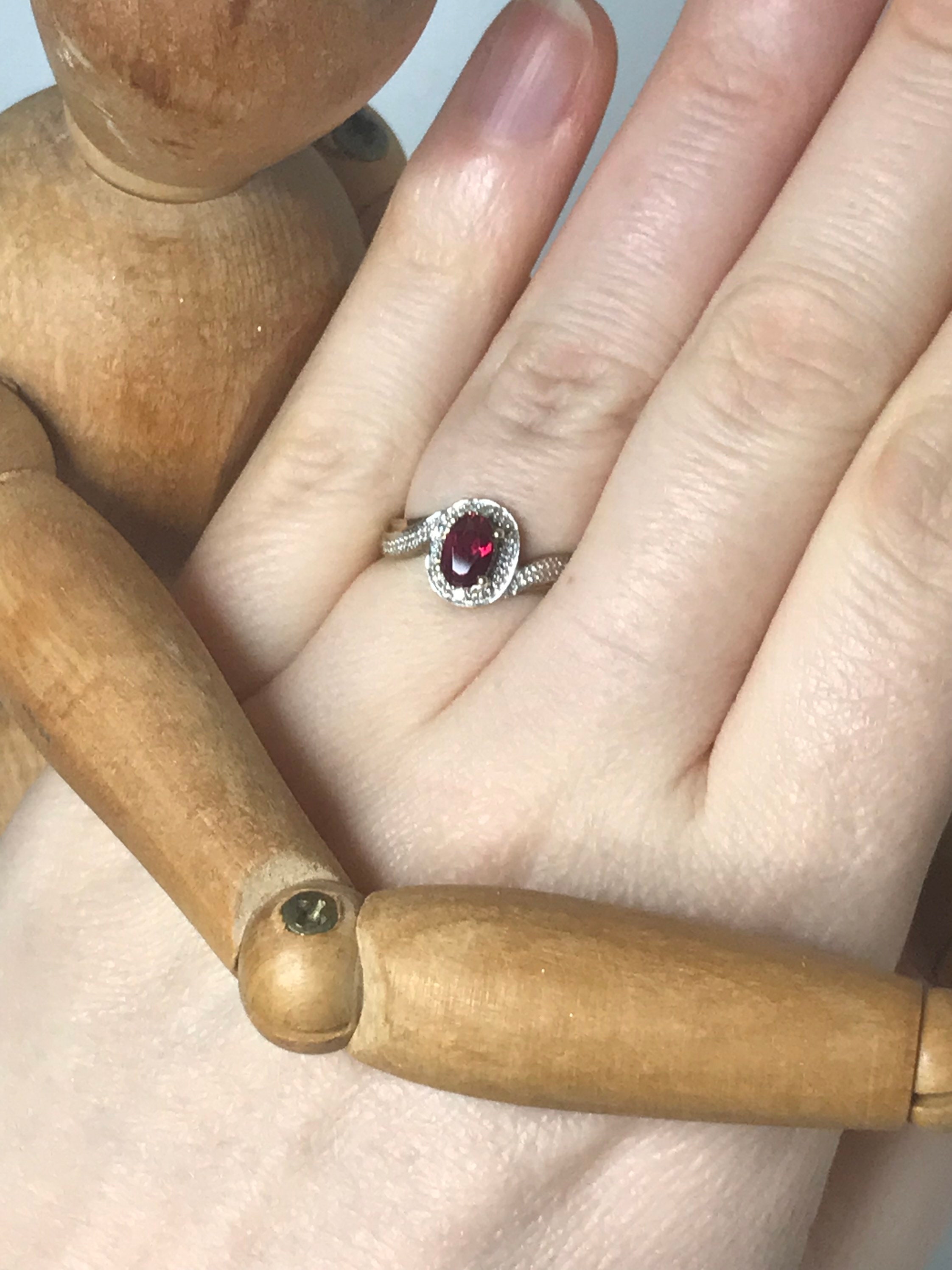 1992 9ct Solid Gold London Natural Genuine Real Diamond and Ruby Ring ...