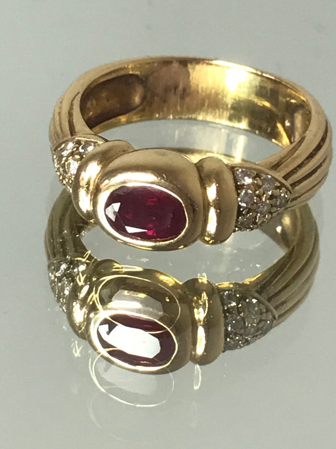 18ct diamante y rubí oro vintage real tamaño rubí genuino R | Etsy