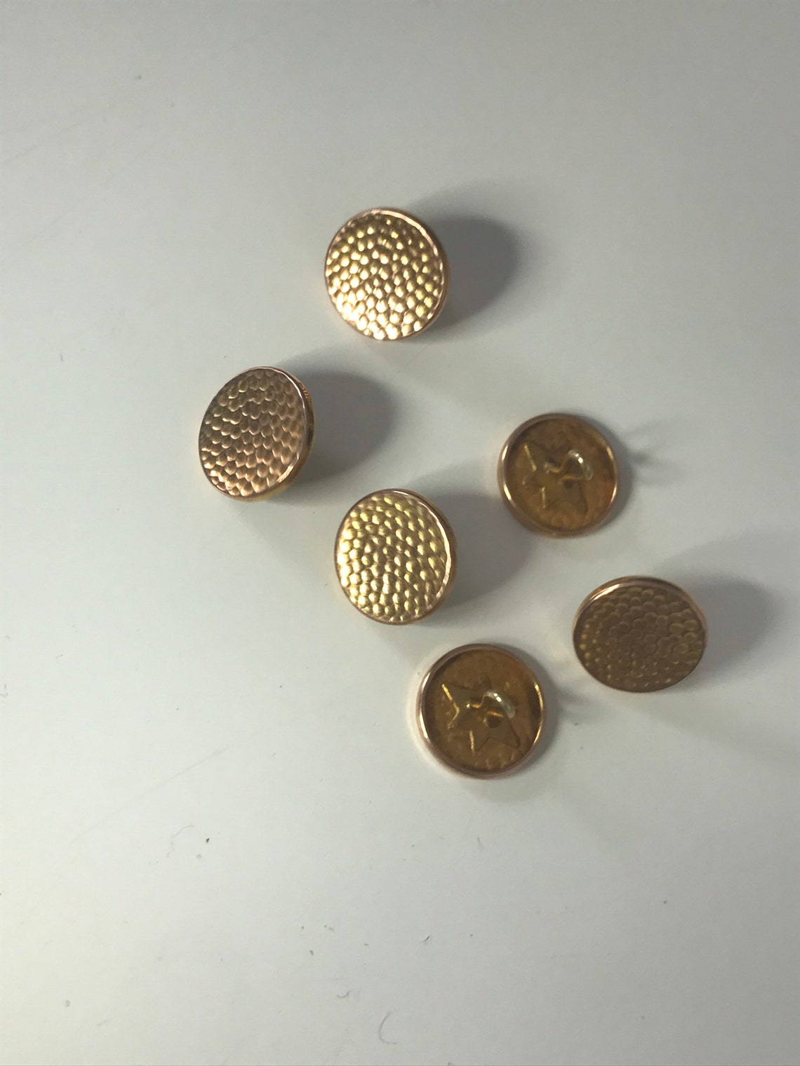 9ct Vintage 6 Antique Solid Gold Button Collection Brass Blazer Buttons ...