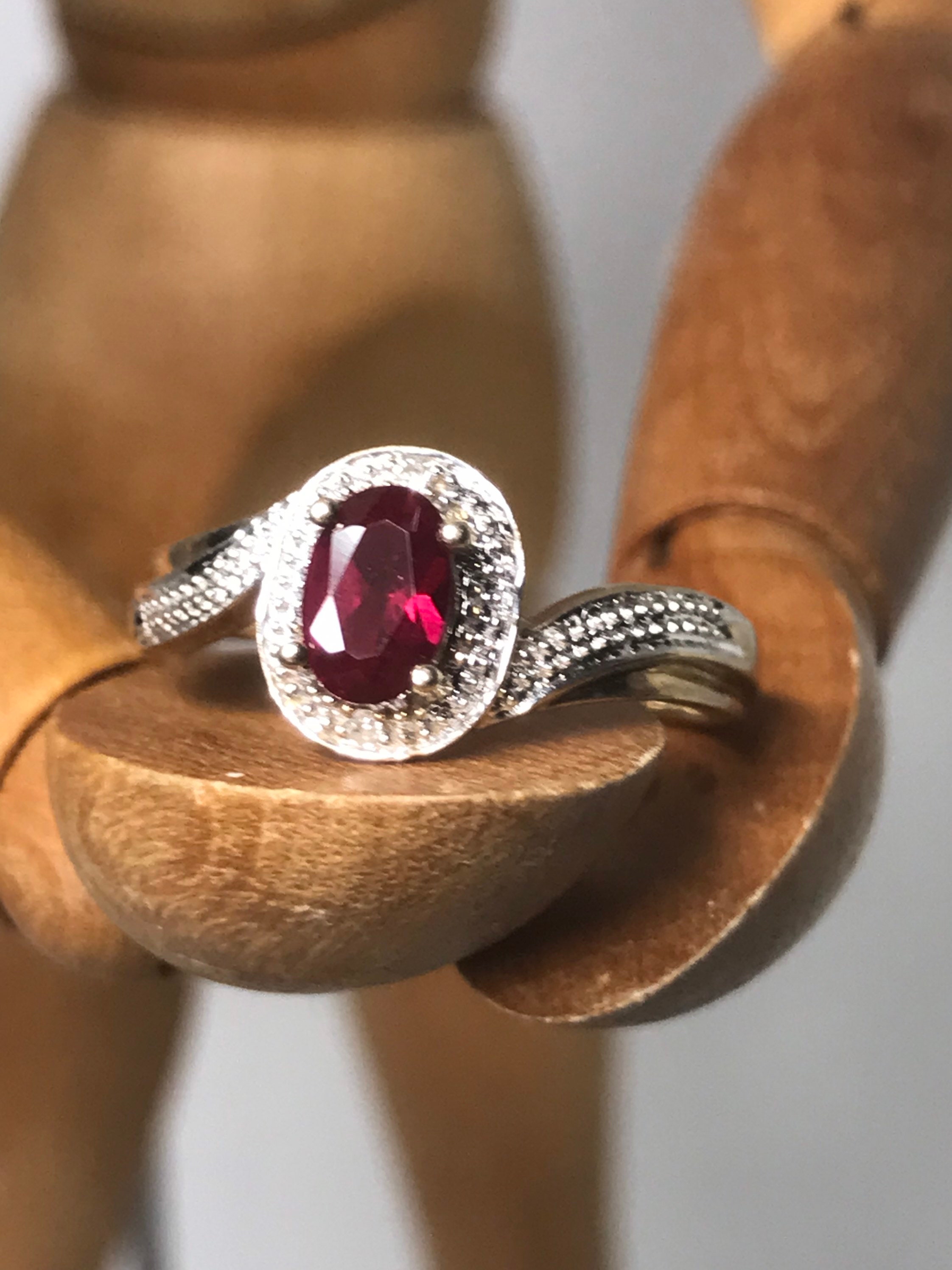 1992 9ct Solid Gold London Natural Genuine Real Diamond and Ruby Ring ...