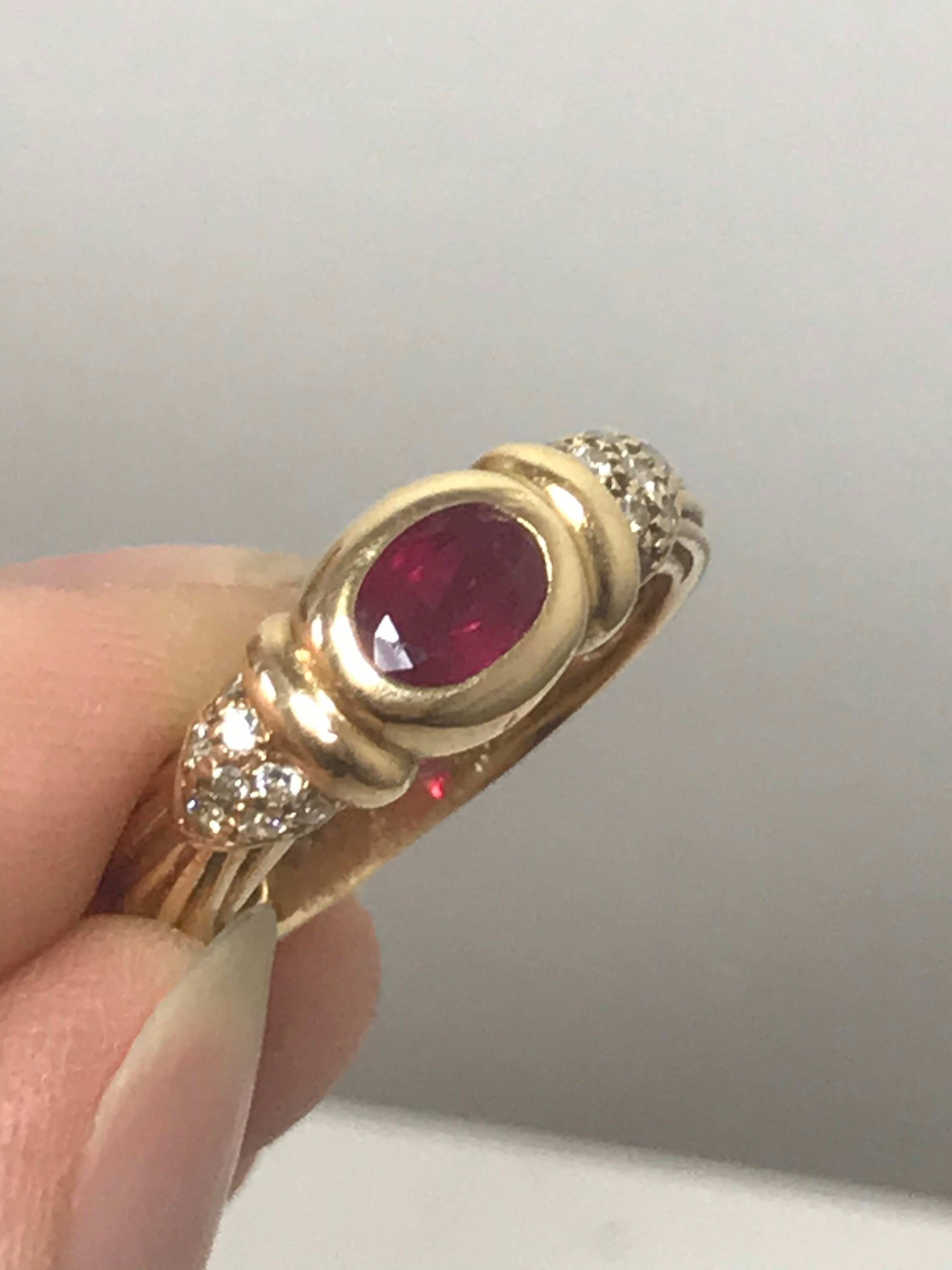 18ct diamante y rubí oro vintage real tamaño rubí genuino R | Etsy