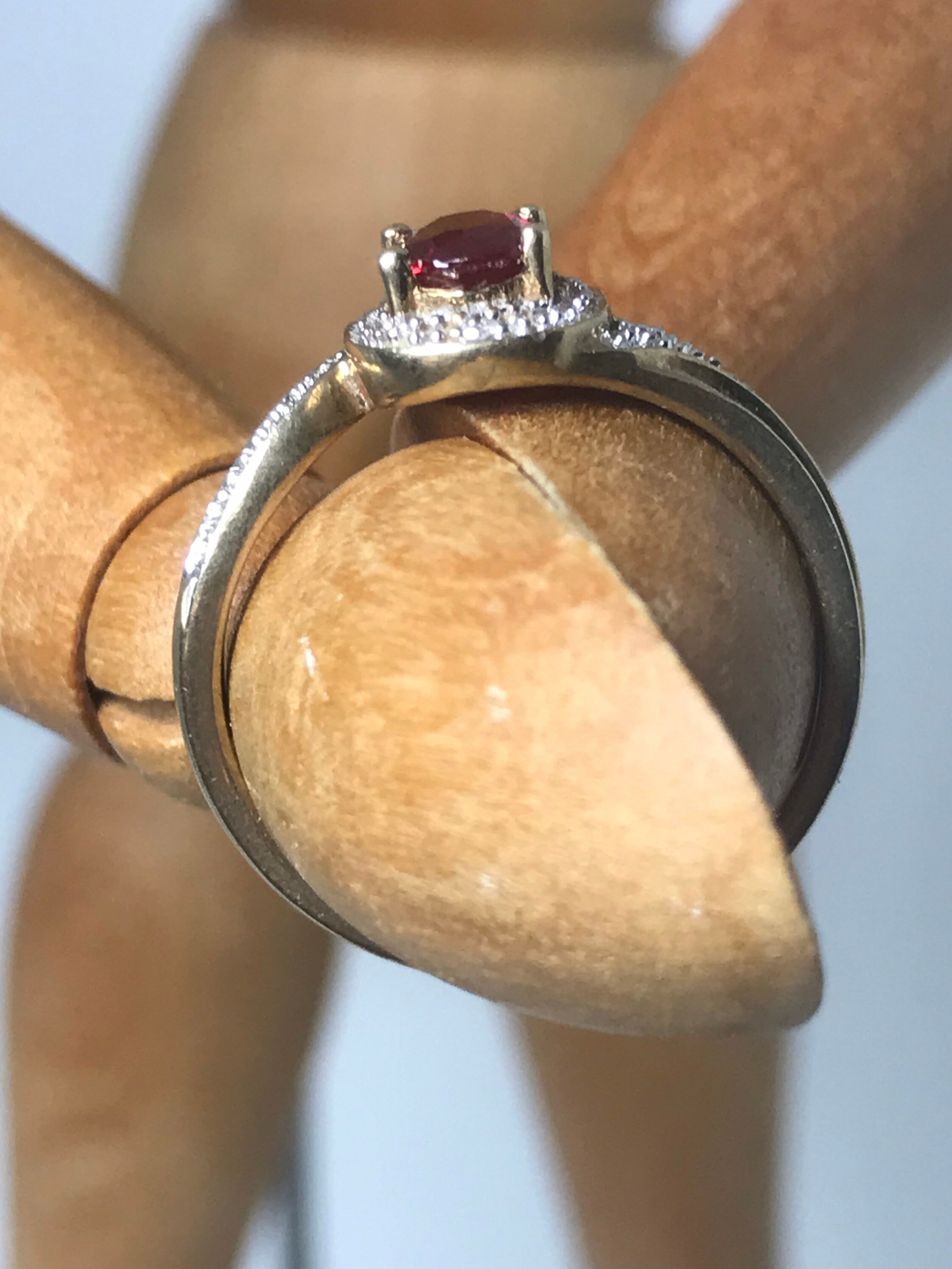 1992 9ct Solid Gold London Natural Genuine Real Diamond and Ruby Ring ...