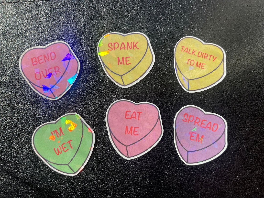 Valentine's Day Kinky Conversation Hearts Holographic Stickers Vinyl ...