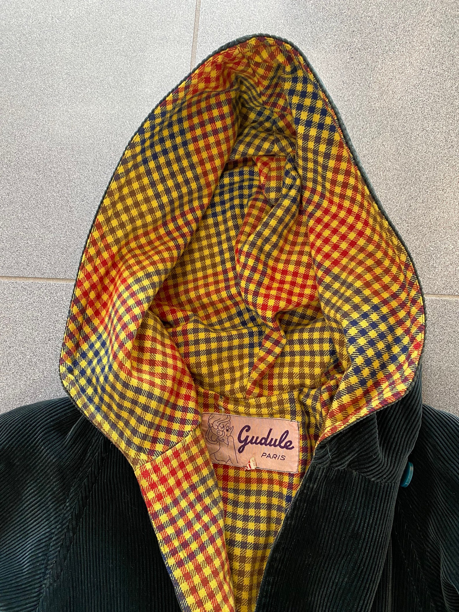 Early 70s Gudule Paris pine green corduroy hooded coat two | Etsy