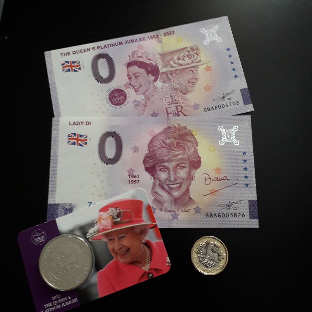Coins One Pound 2022 Jubilee 2022 England Ticket Queen Princess Diana ...