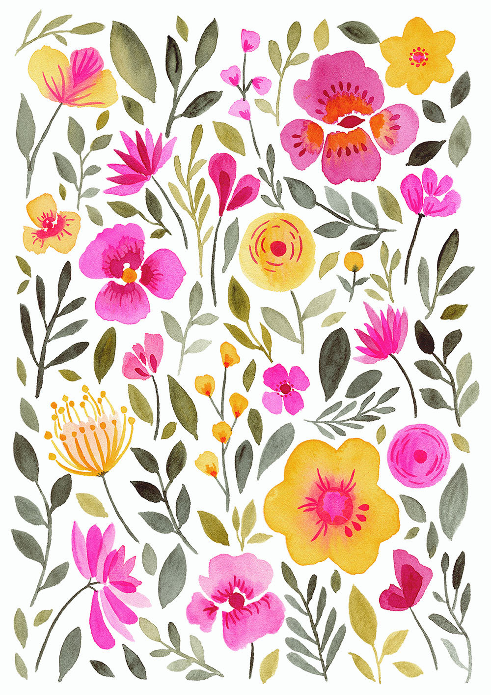 Dancing Flowers: A4 Watercolour Art Print - Etsy UK