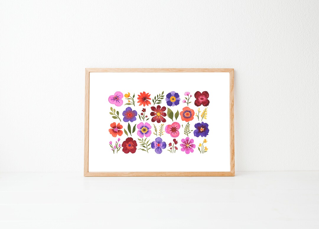Flower Grid: A5 / A4 Watercolour Floral Art Print - Etsy