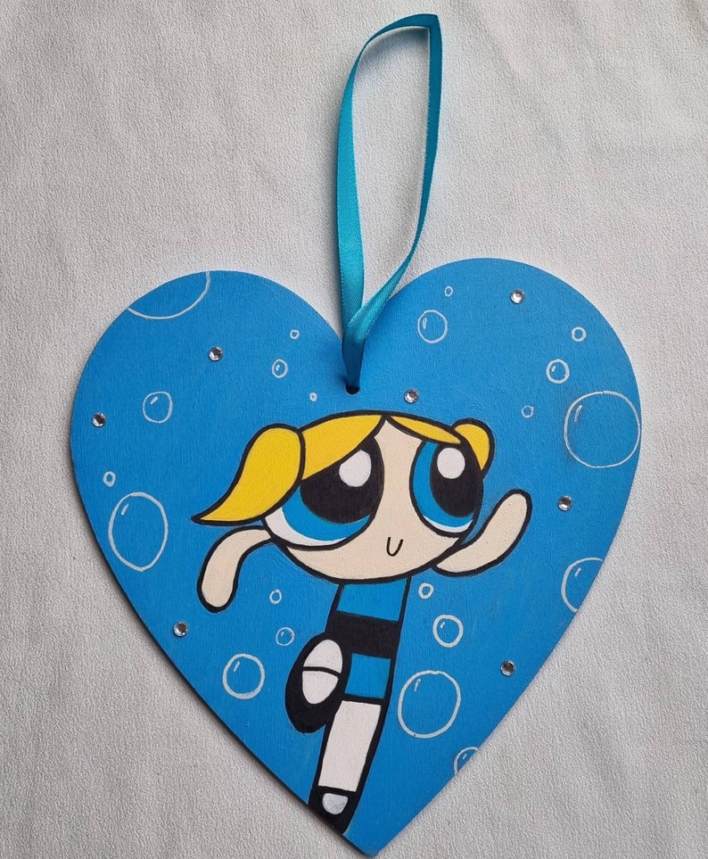 Handpainted Powerpuff Girls Wooden Art Heart - Etsy UK