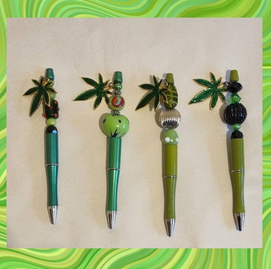 Handmade Weed 420 Leaf Beaded Pens Black Ink Perfect Gift - Etsy