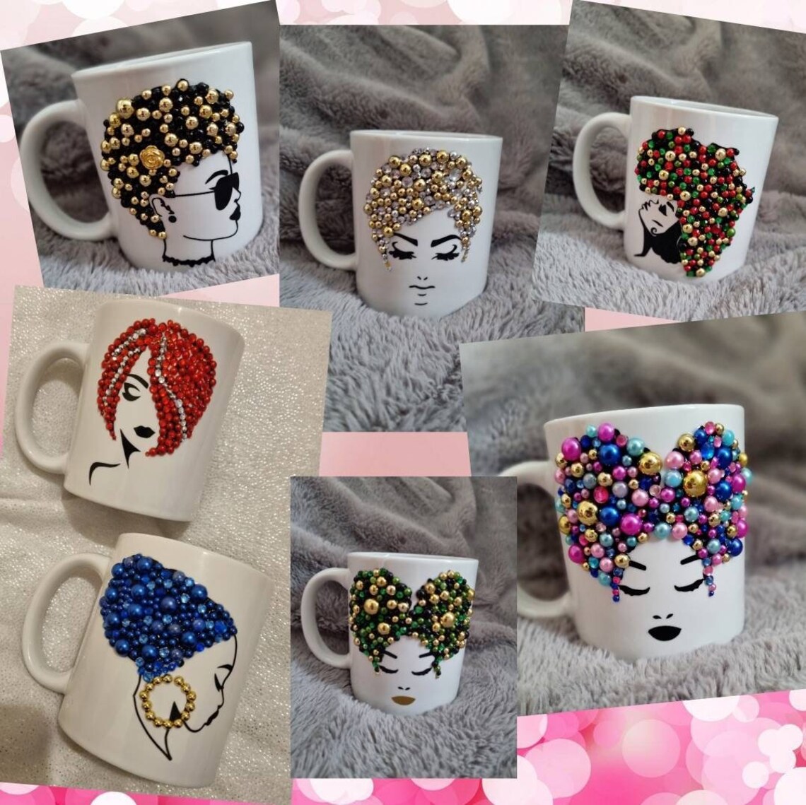 Choose Your Own Design Custom Bling Embellished Afro Puffs Cup - Etsy
