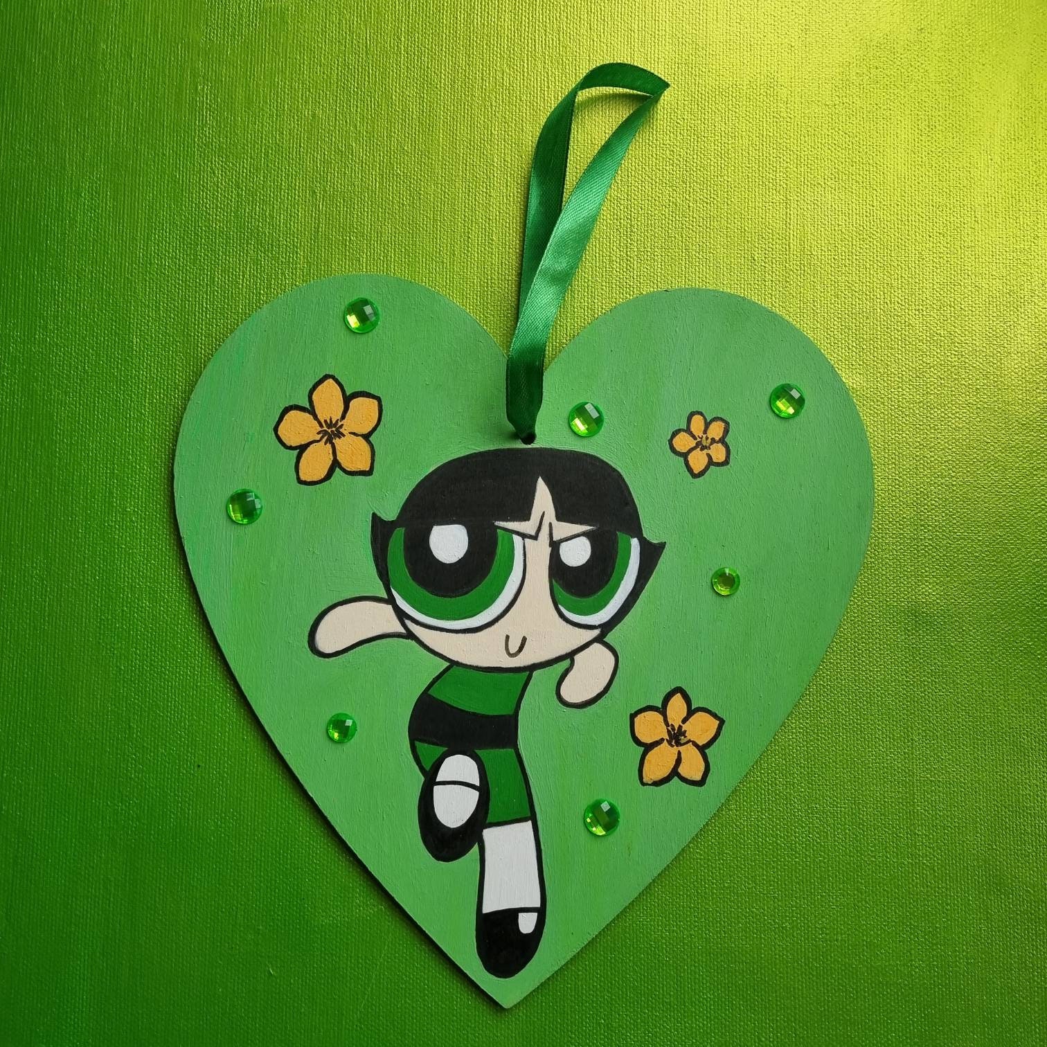 Handpainted Powerpuff Girls Wooden Art Heart - Etsy UK