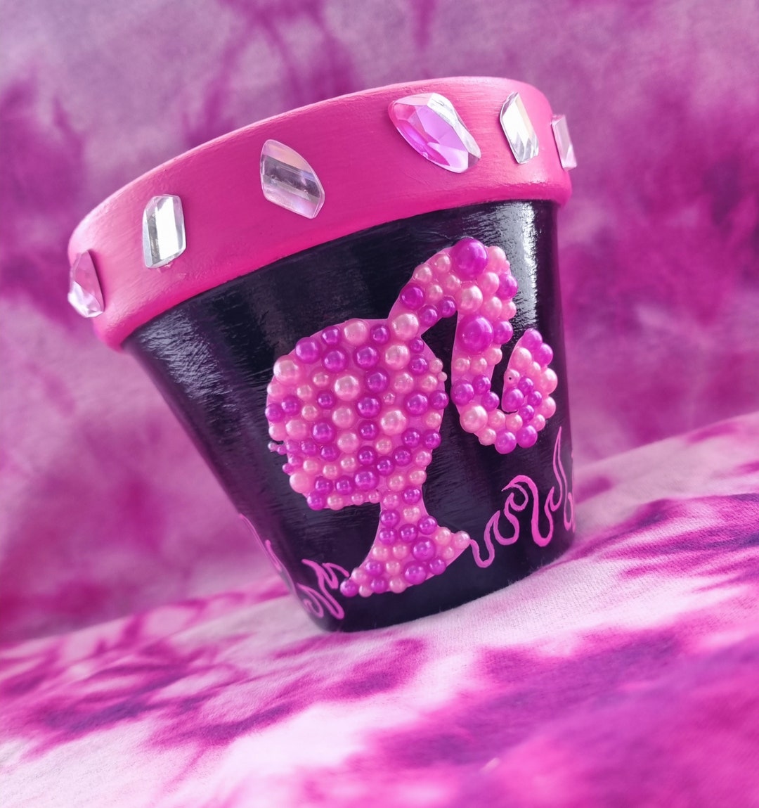 Handpainted Barbie Gem Plant Pot - Etsy