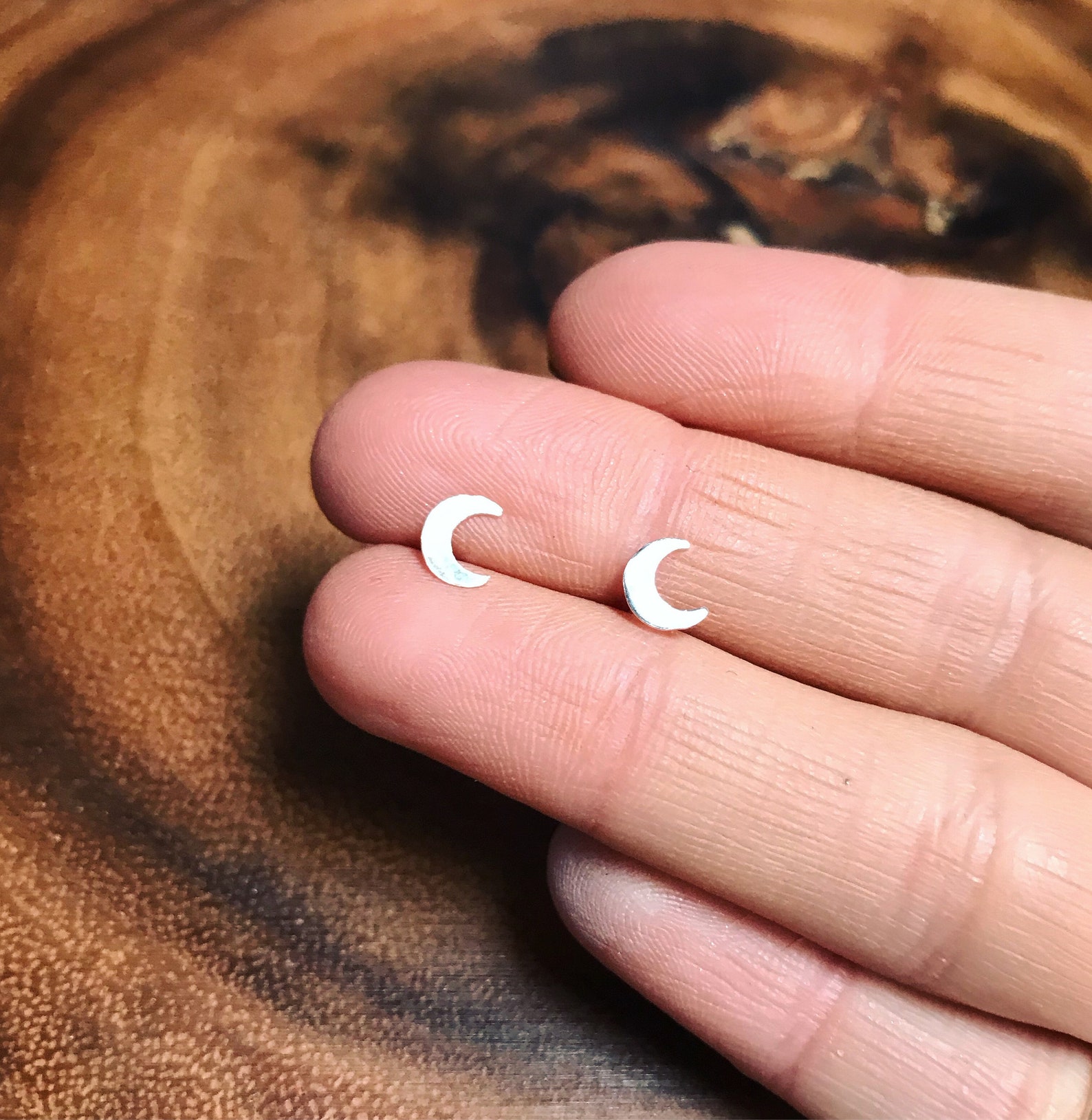 Crescent Moon Mini Stud Earrings Sterling Silver - Etsy
