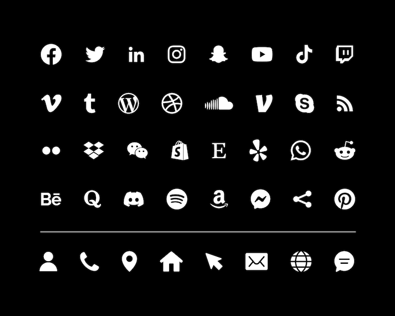 Social Media Icons for Business Cards or Website Design | Instant Download | Svg Png Ai Eps - Etsy