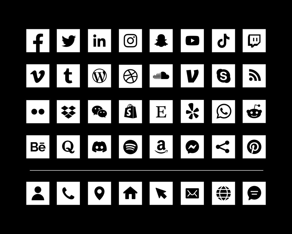 Social Media Icons for Business Cards or Website Design | Instant ...