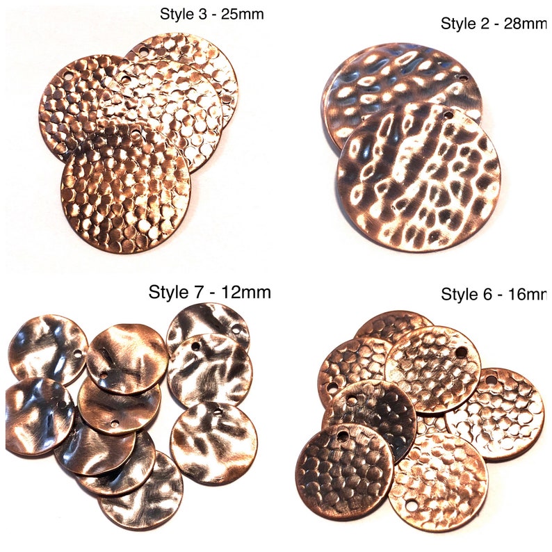 12-35mm Antique Copper Hammered Discs Wavy Discs Round | Etsy