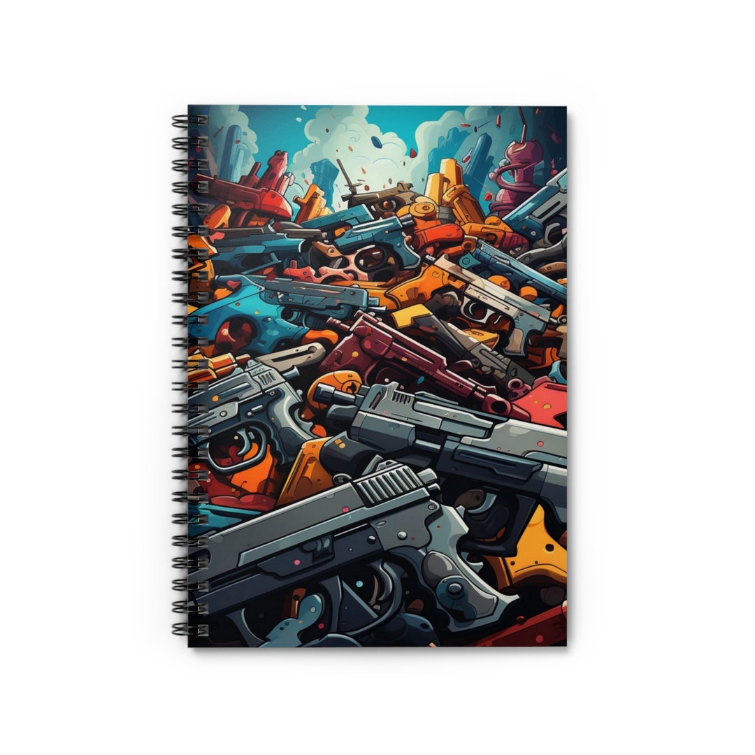 Firearms Cartoon Style Spiral Notebook Ruled Line - Etsy