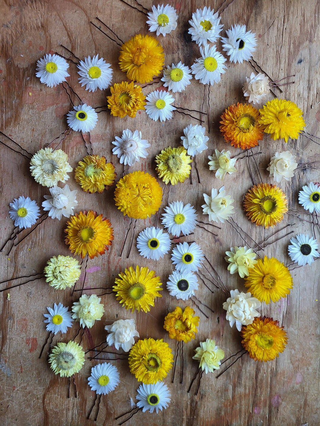 Dried Flower Hair Pins – Boho Daisy & Strawflower Hair Pieces - Etsy