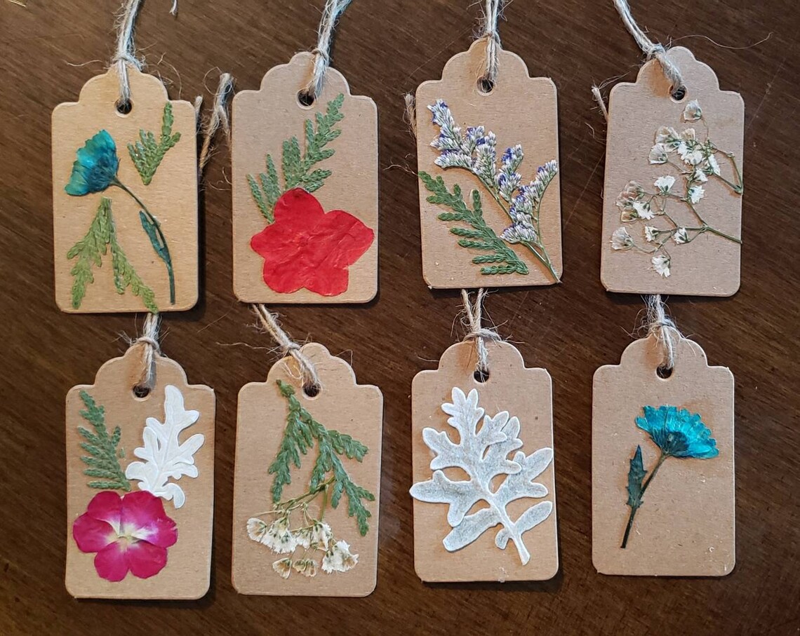 Pressed Flowers Gift Tags, Personalized Gift Tags, Hand Made - Etsy
