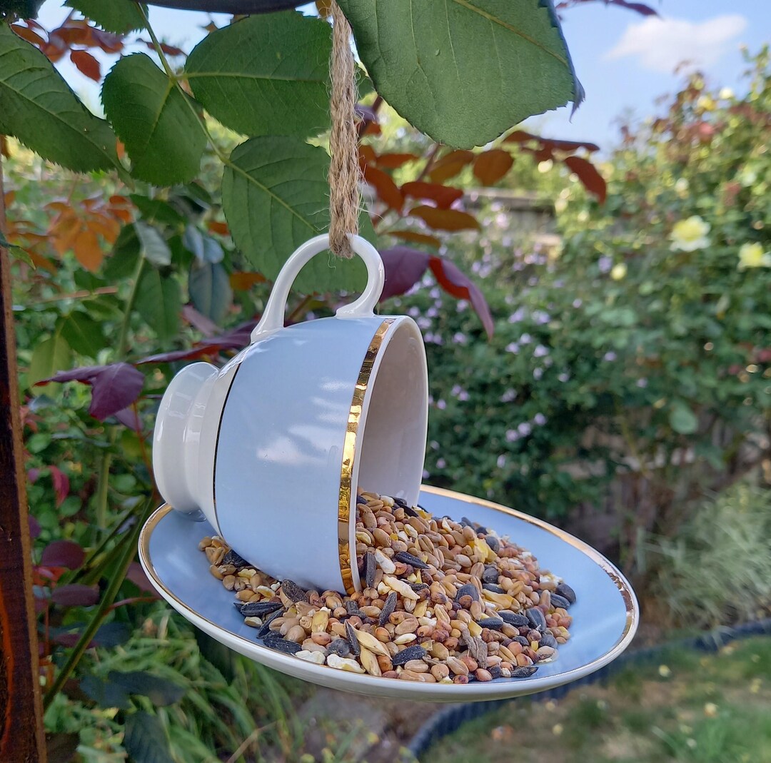 Vintage Charm Cup & Saucer Bird Feeder – A Delightful Upcycled Garden ...