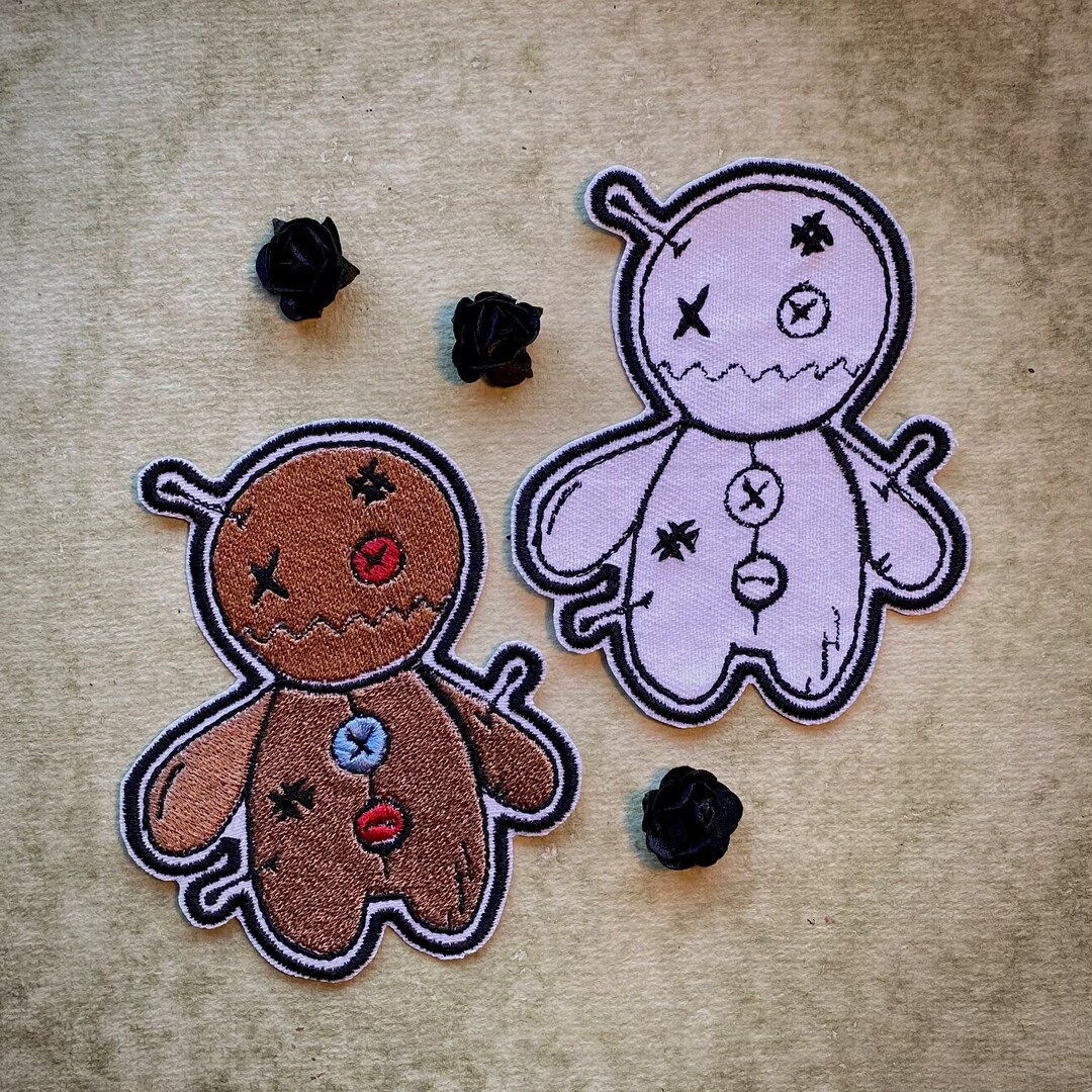 Voodoo Doll Embroidered Iron on Patch Handmade | Witchy Goth Patch for ...