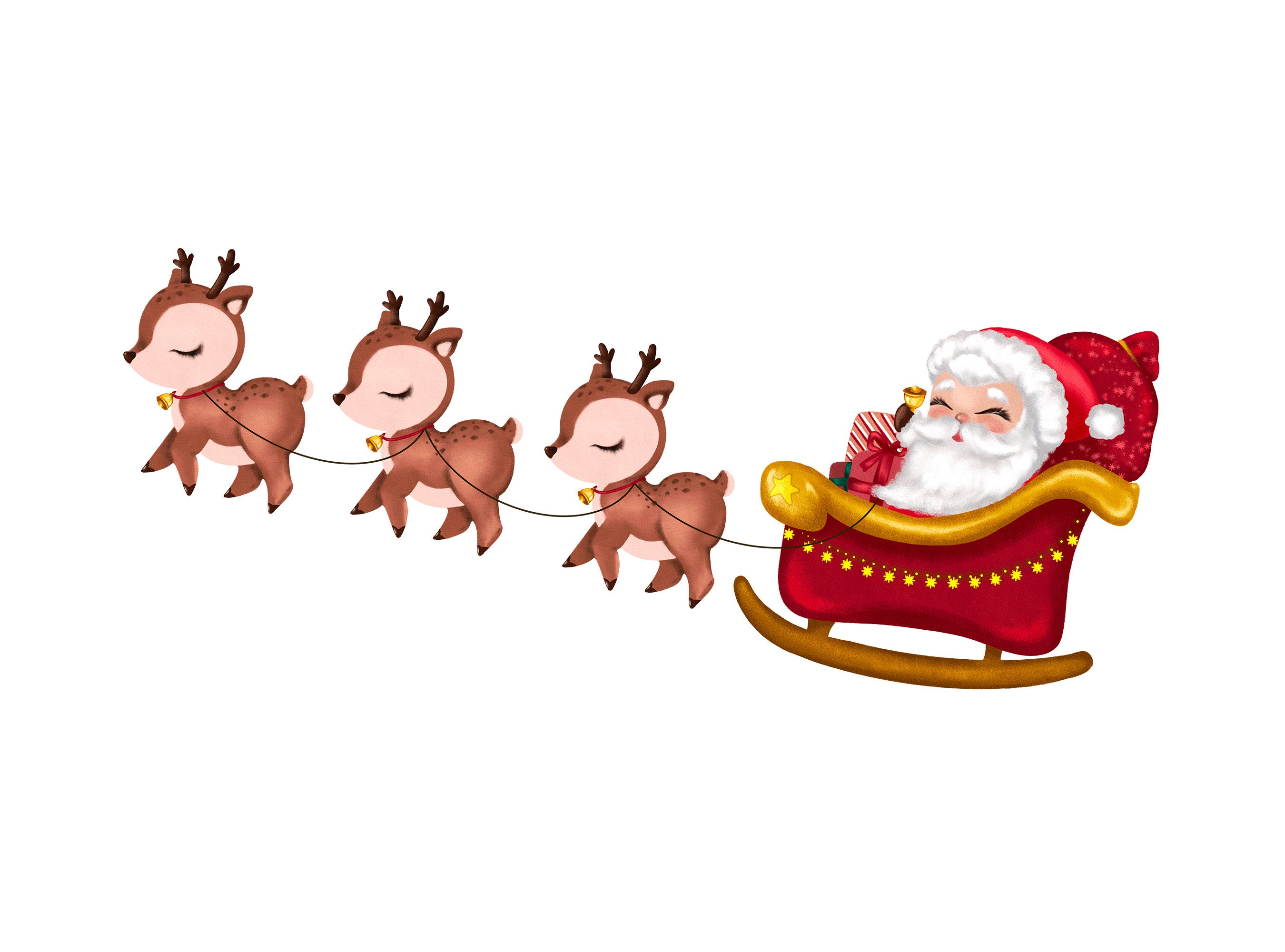 Cute Christmas Watercolor Clipart Set, Sweet Santa & Mrs Clause, Winter ...