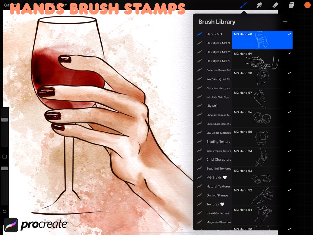 Procreate Hand Stamp Brushes: Realistic Drawing Guide (commercial Use ...