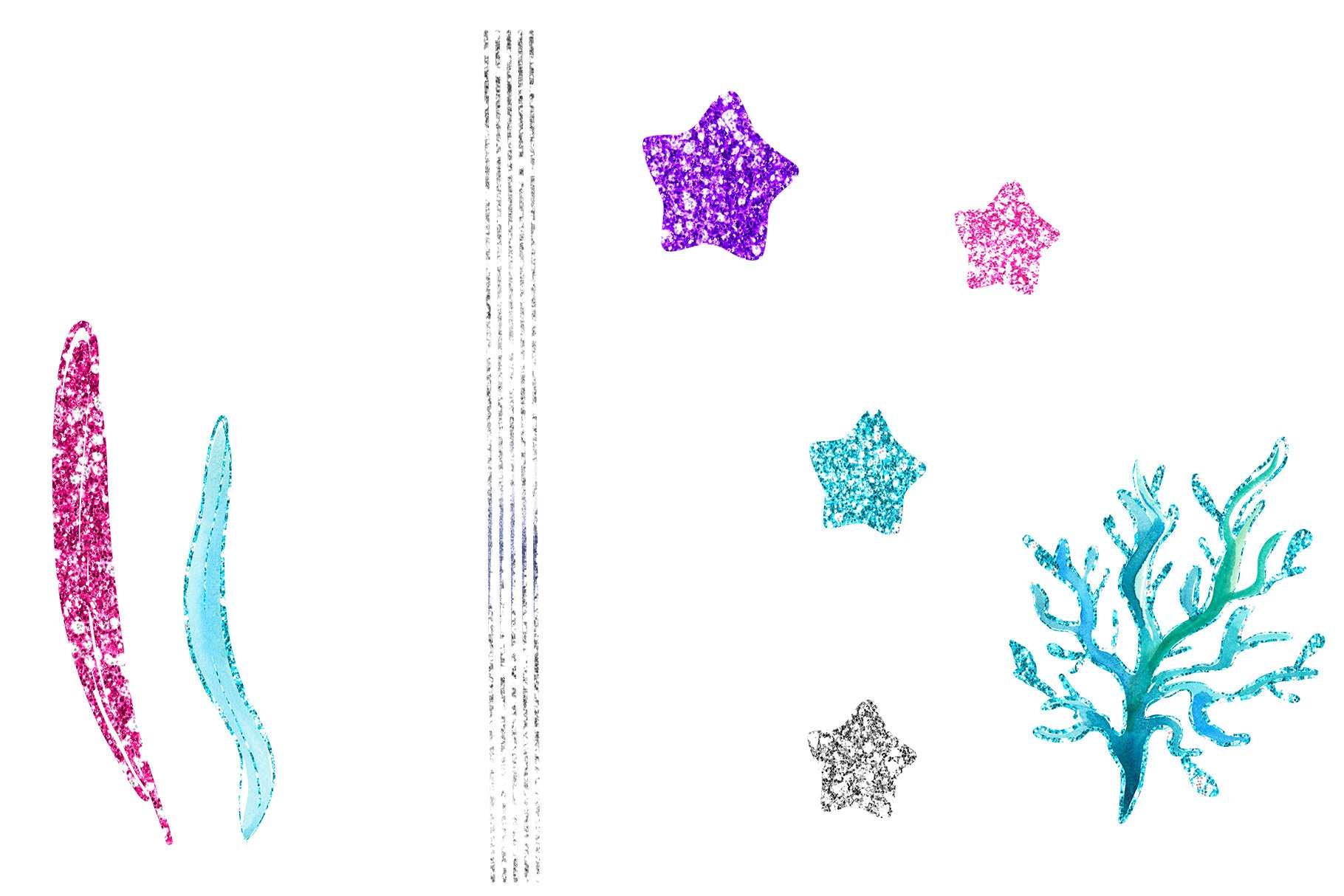 Watercolor Mermaid Tail Clipart, Mermaid Clip Art, Underwater Glitter ...